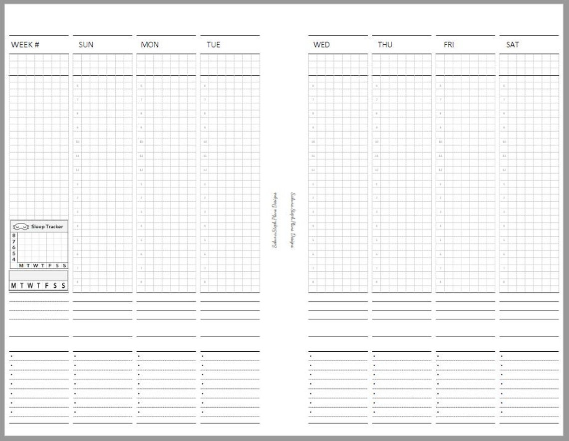 Printable Blank Weekly WO2P | Half Letter Planner Agenda Inserts ...