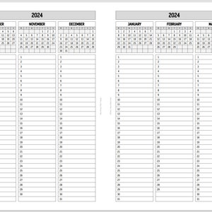 Printable 2024 Year on 4 Pages Perpetual Calendar | Half Letter Planner ...