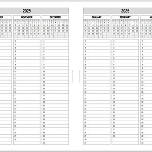 Printable 2025 Year on 4 Pages Perpetual Calendar | Half Letter Planner ...