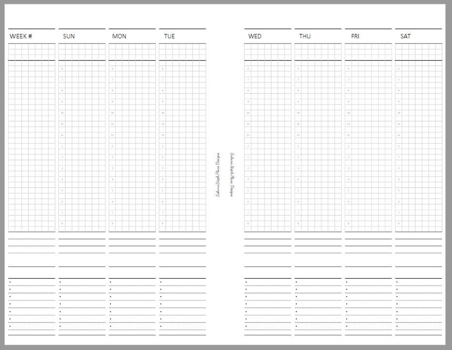 Printable Blank Weekly 2 Pages WO2P Half Letter Planner Agenda Inserts ...