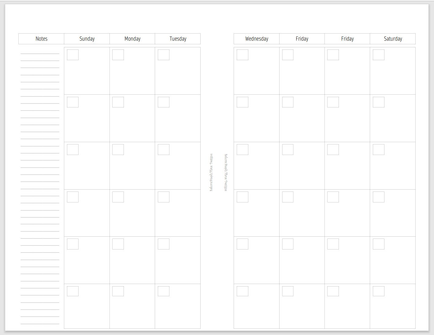Printable Blank Month on 2 Page (MO2P) With Notes | Half Letter Planner ...