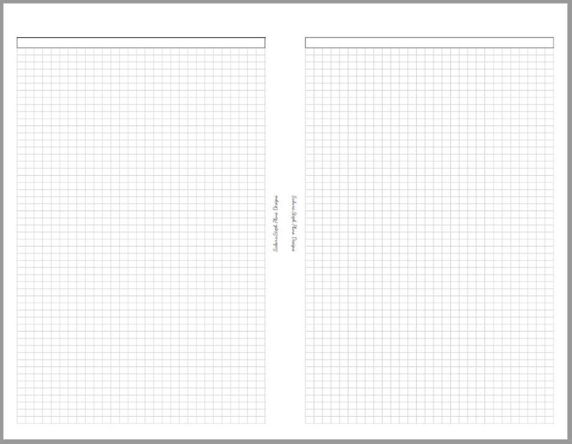 Printable Half Letter Grid Notes Inserts - Blank Header | Planner or ...