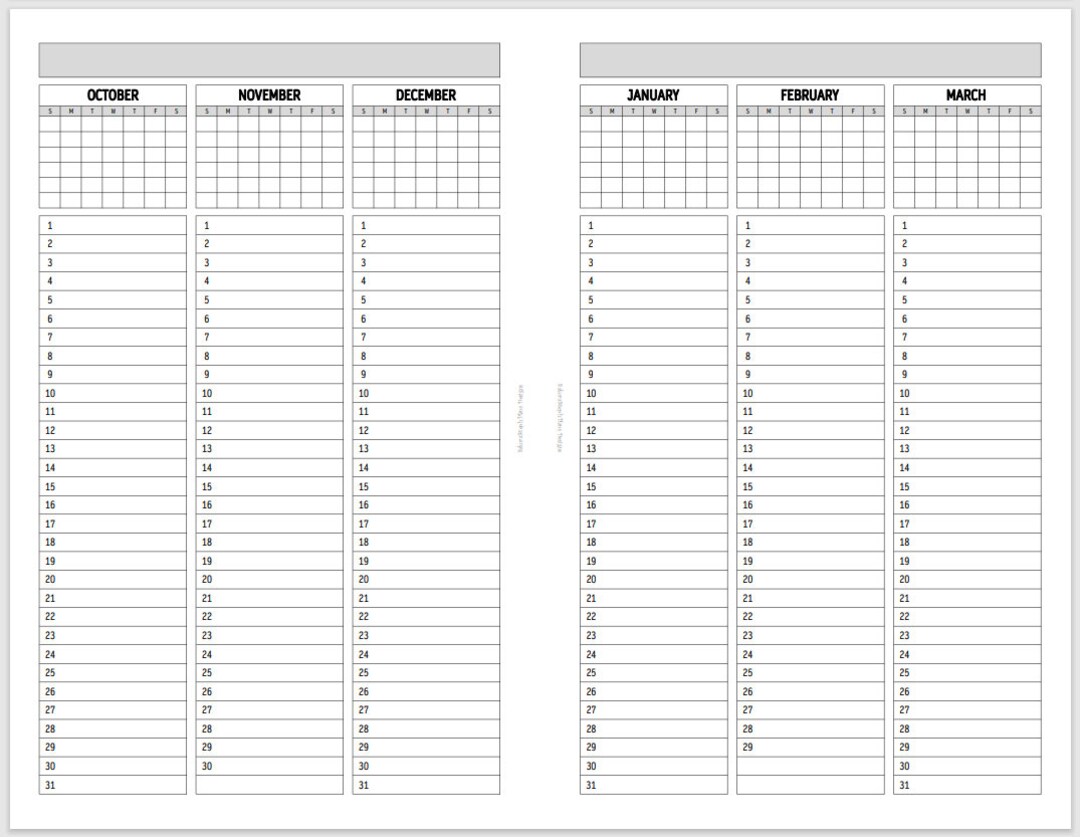 Printable Blank Year on 4 Pages Perpetual Calendar | Half Letter ...