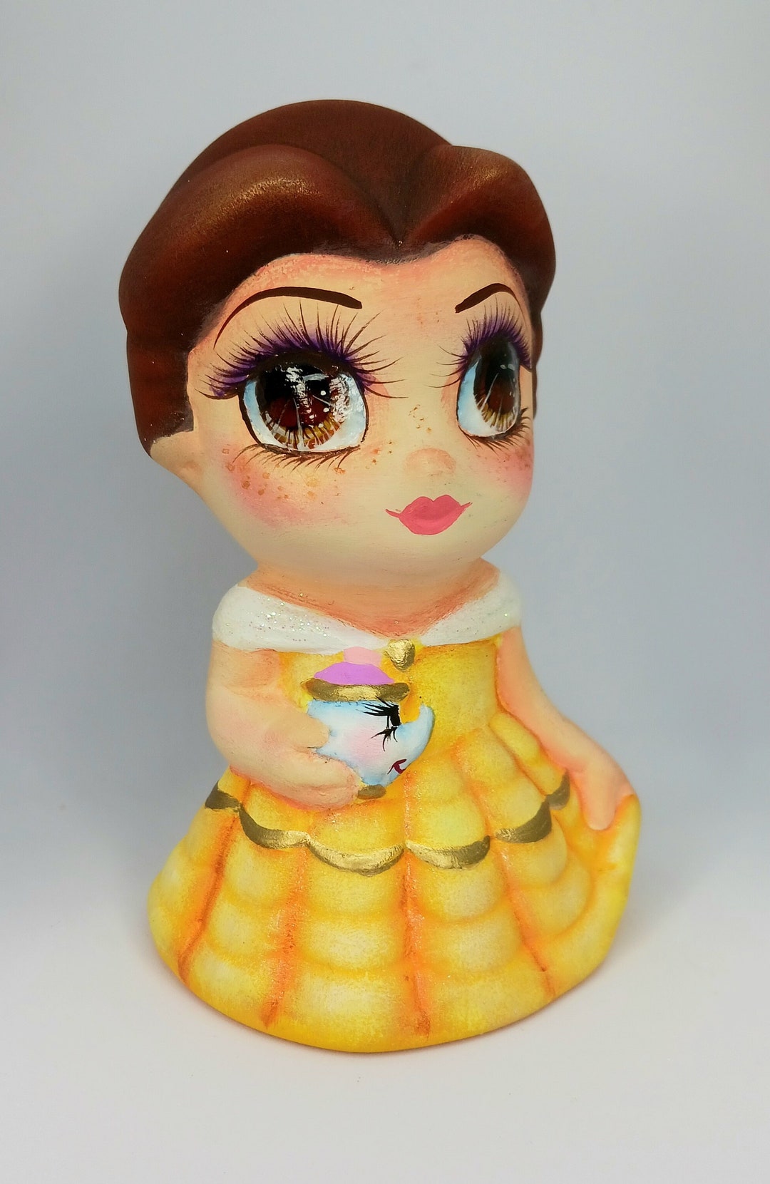 Belle Hand Painted Clay Ceramic Coin Bank - Etsy