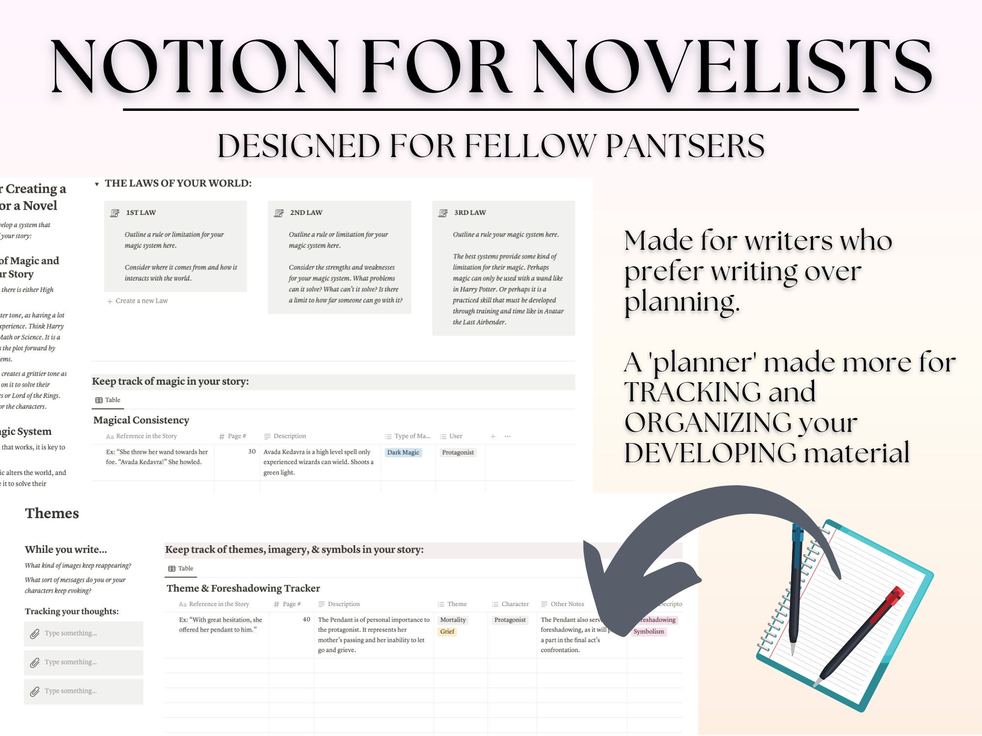 Notion Template for Writers Template for Writing Novels Writers Planner ...