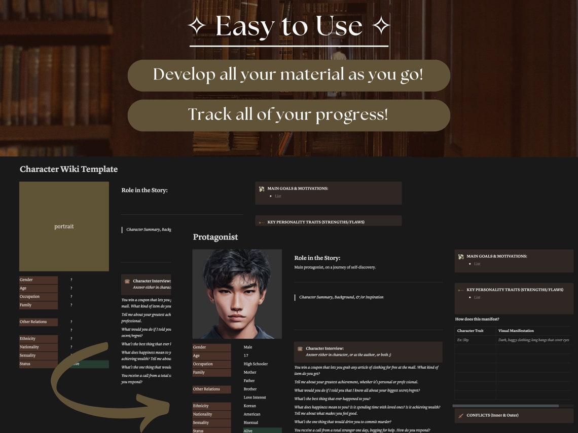 Notion Writing Novel Template; Author Notion Template; Novel Planner ...