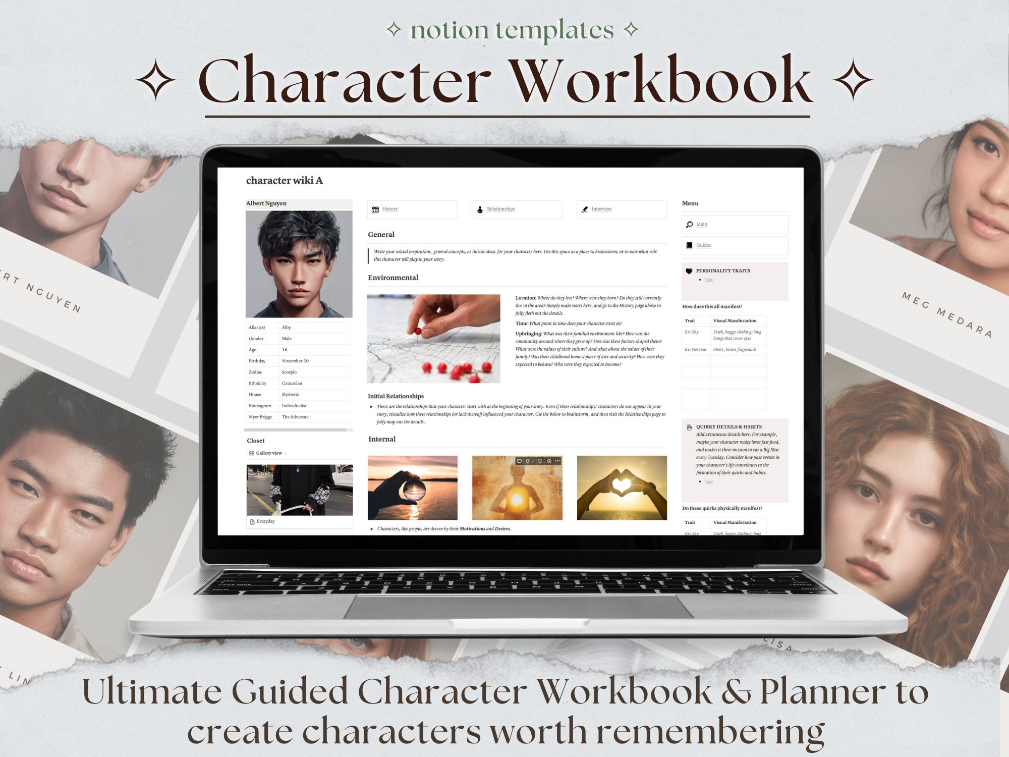 Character Workbook; Character Building Worksheet; Notion Writing ...