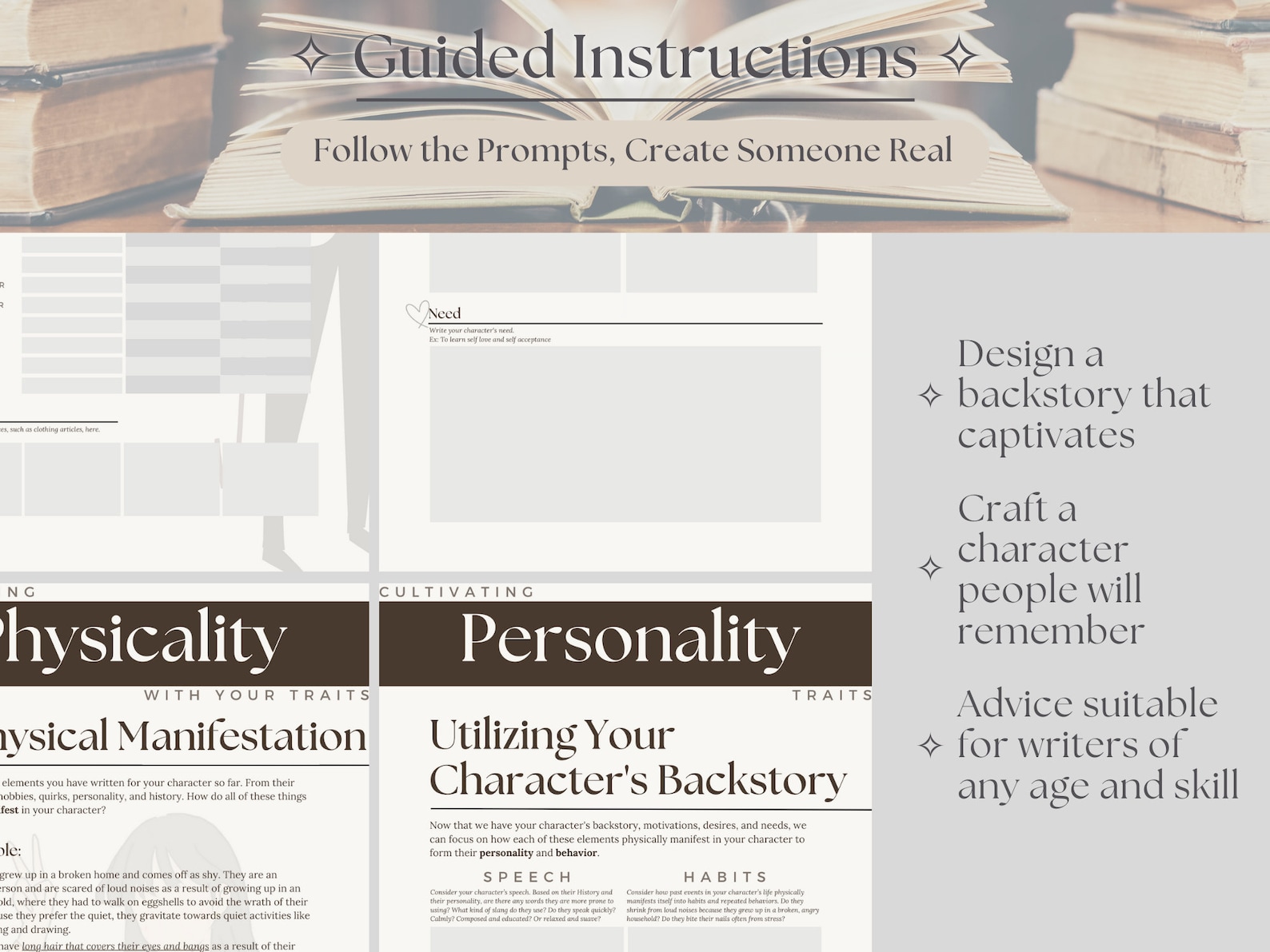 Character Workbook, Digital Printable Writing Planner, Character ...