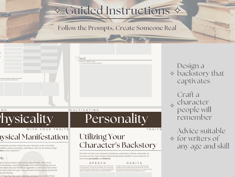 Character Workbook, Digital Printable Writing Planner, Character ...
