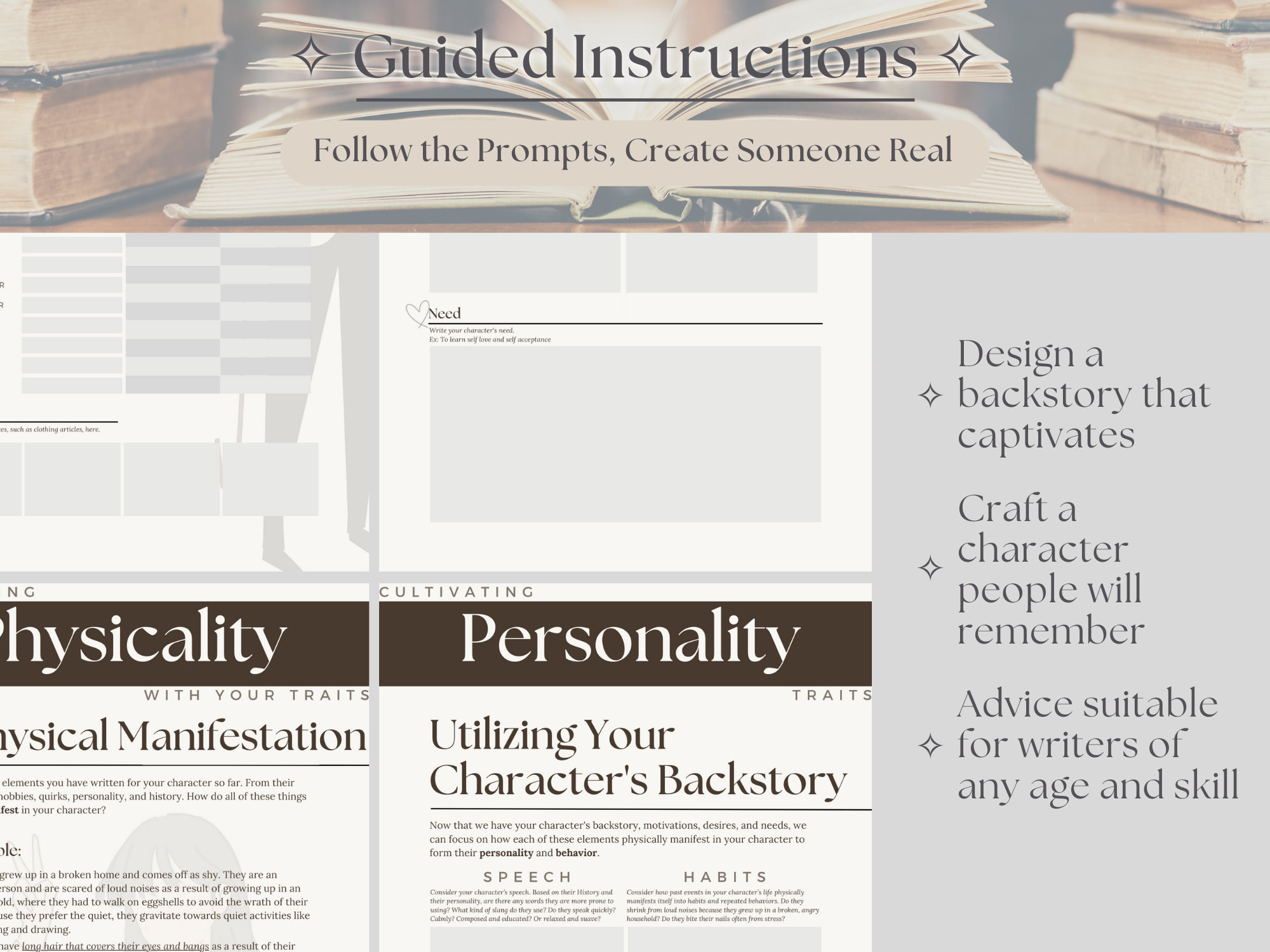 Character Workbook, Digital Printable Writing Planner, Character ...