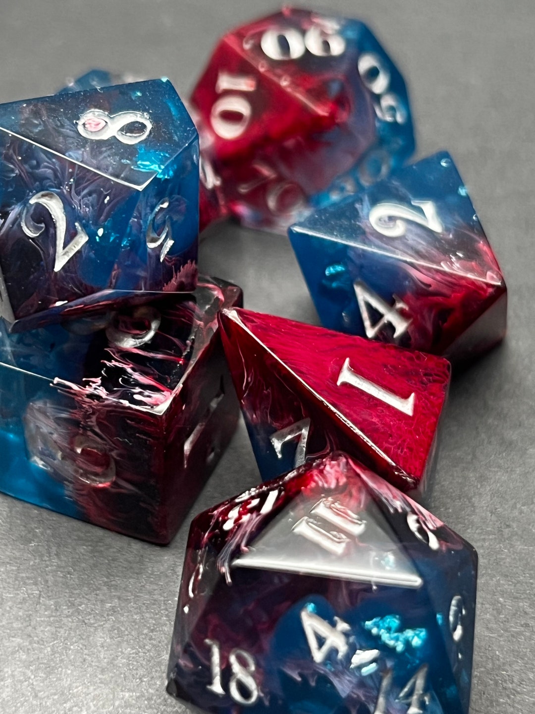 Blood in Water 7 Piece B-STOCK Dice Set Hand Made Dice Set, TTRPG Dice ...