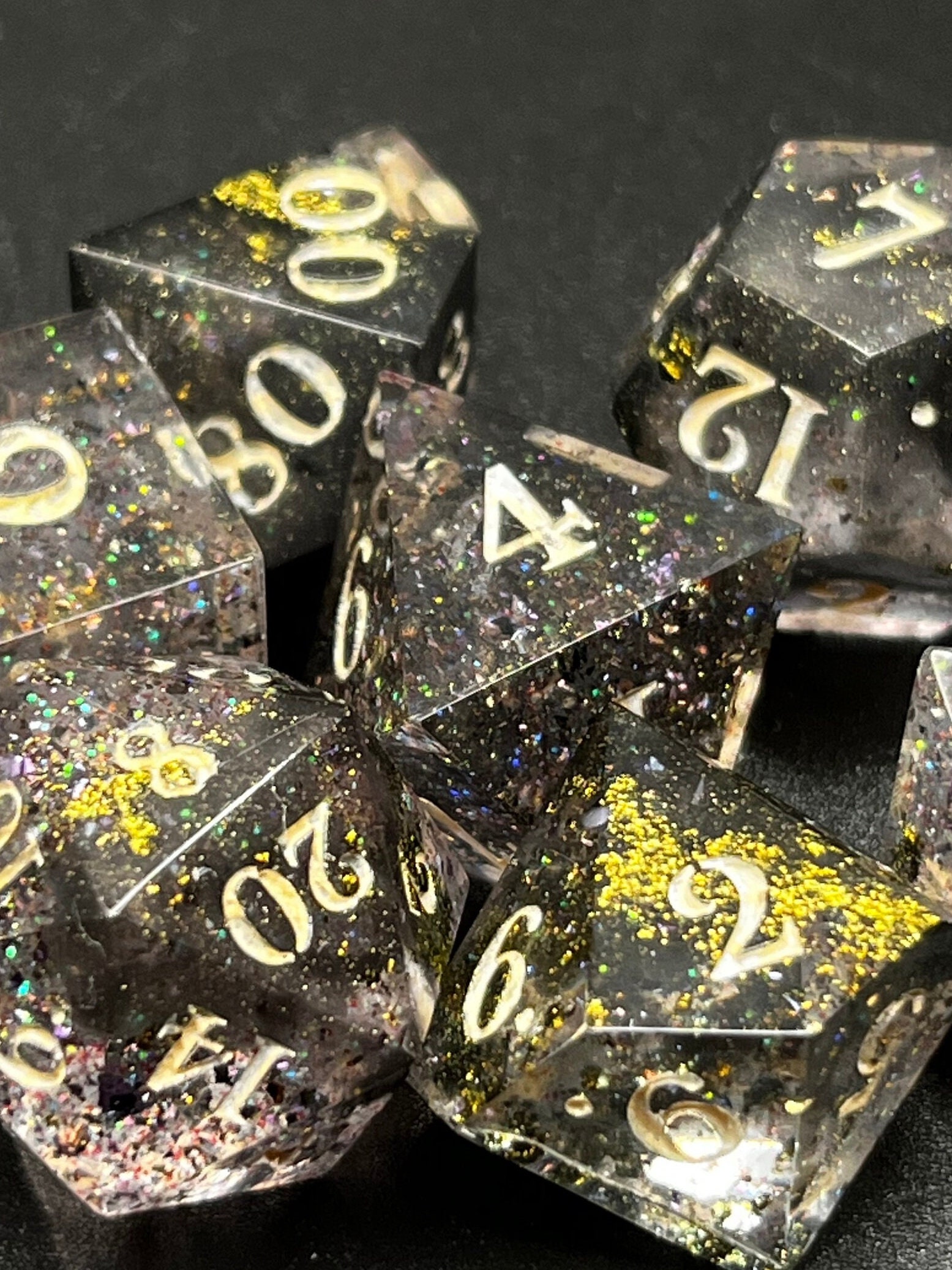 Witchs Green 7 Piece Dice Set Full Dice Set, Hand Made Dice, Dungeons ...