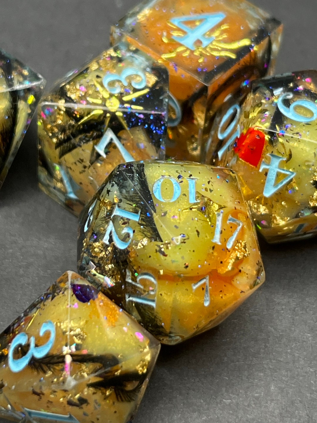 Howl and Calcifer 7 Piece Dice Set Full Dice Set, Hand Made Dice, D&D ...