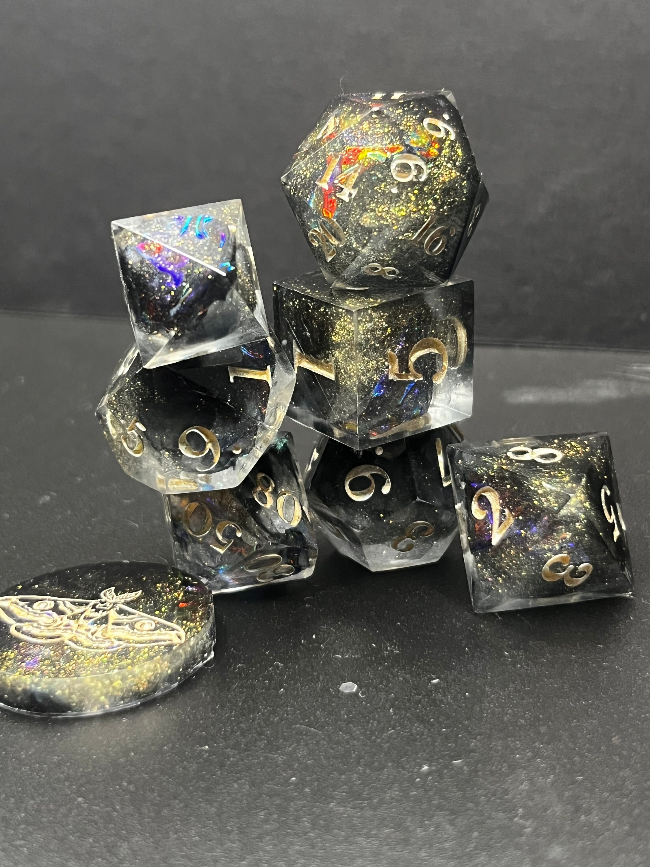 Dusk of Creation 7 Piece Dice Set Full Dice Set, Hand Made Dice, D&D Dice, Dungeons and Dragons ...