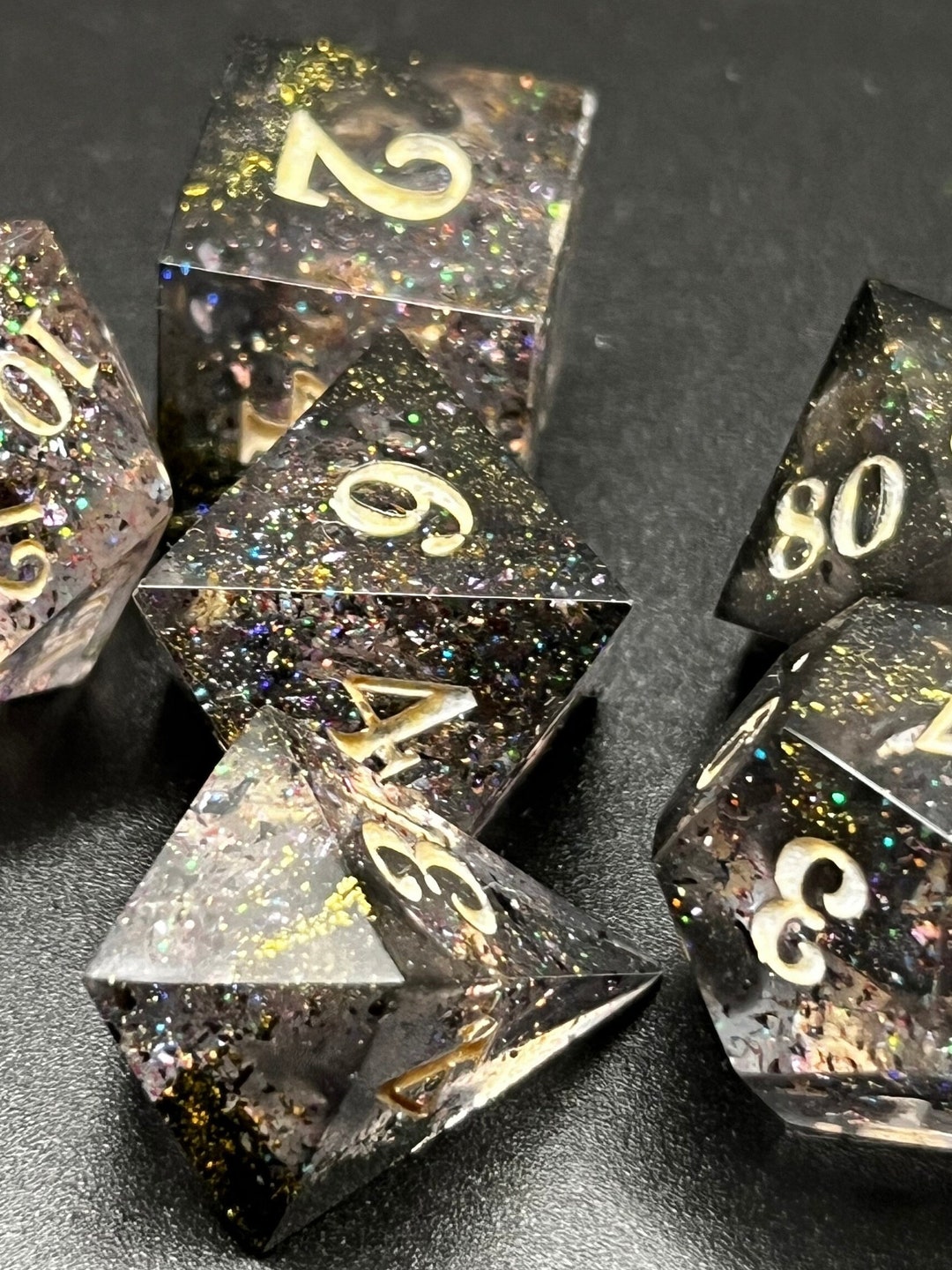 Witchs Green 7 Piece Dice Set Full Dice Set, Hand Made Dice, Dungeons ...