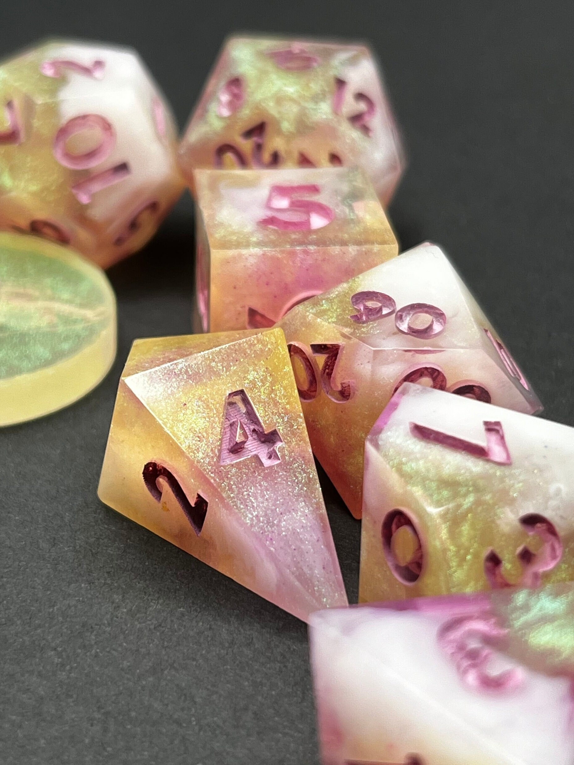 Aurora 7 Piece Dice Set D&D Dice Set, Hand Made Dice Set, TTRPG, Epoxy ...