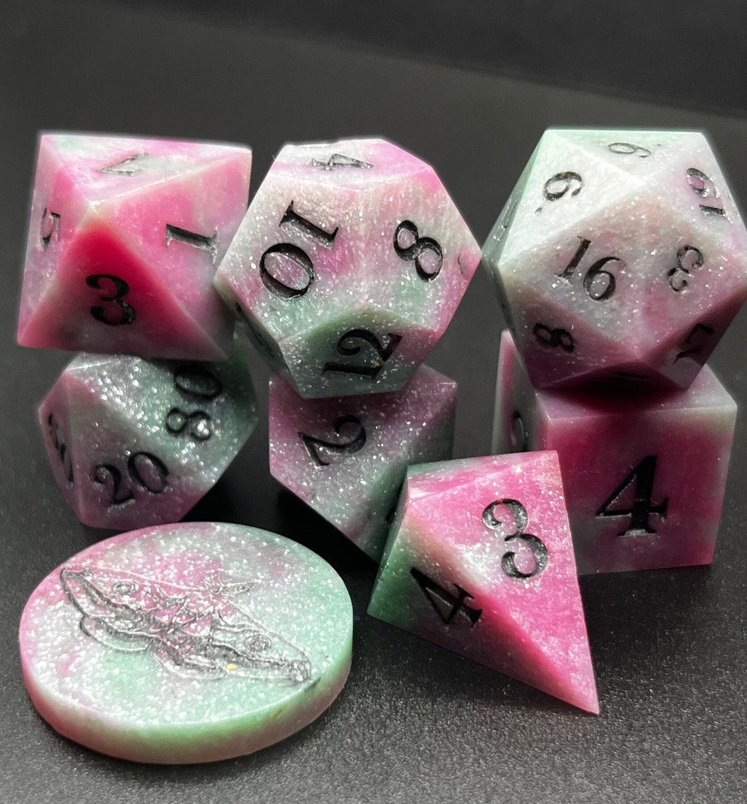 Haku the Dragon Dice 7 Piece Dice Set full Dice Set, Handmade Dungeons ...