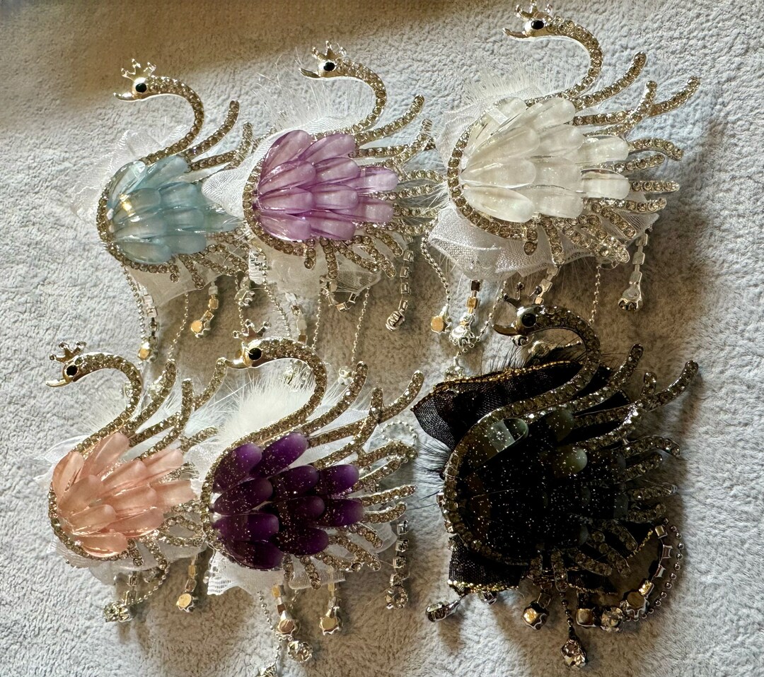 Ultra Premium Large Swan Beads With Metal Rhinestone Dangles, and Faux ...