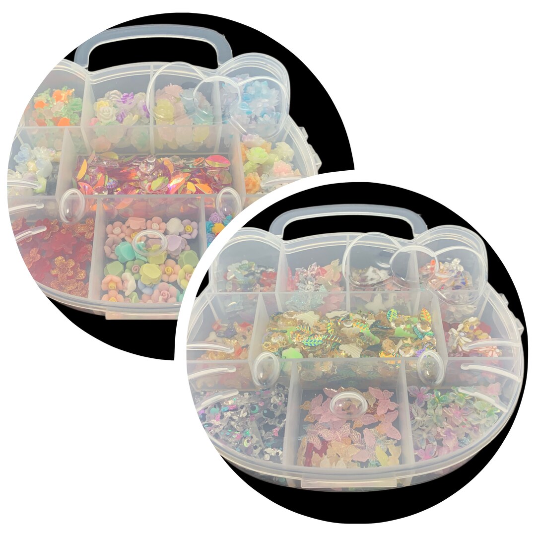 Clear Plastic Kitty Organizer Filled With Resin Nail Charms of All ...