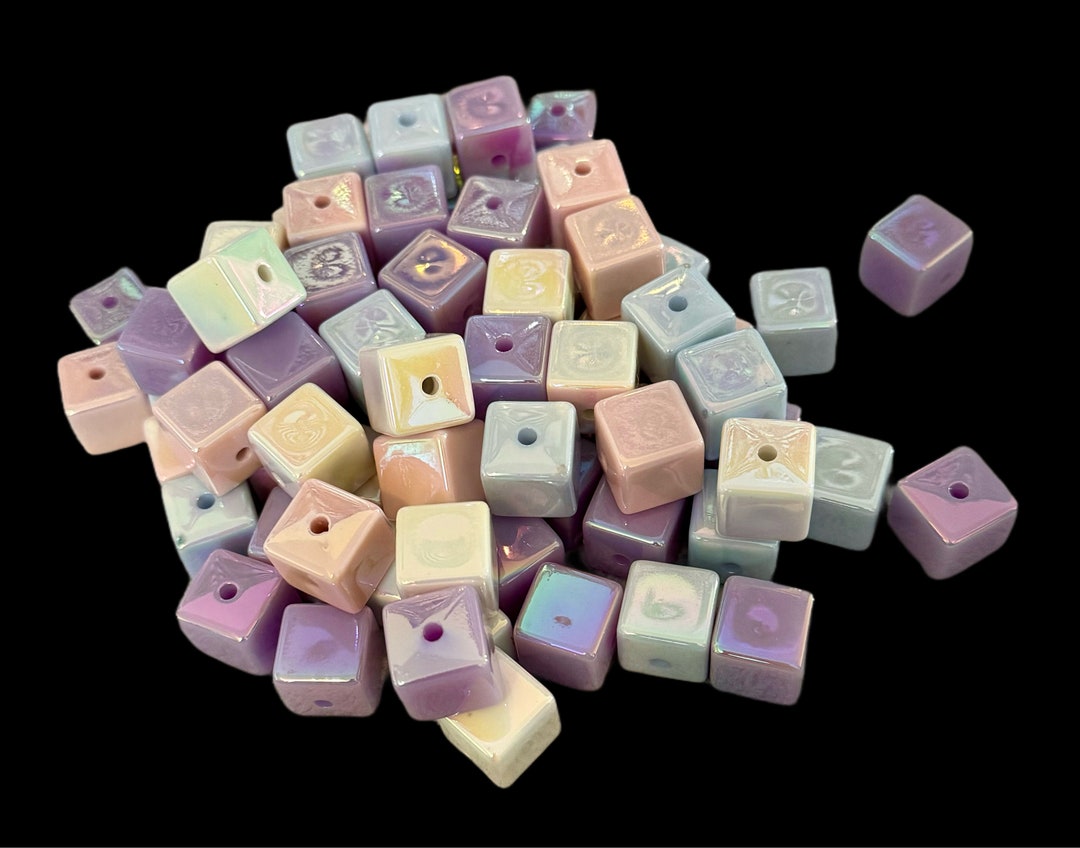 Transparent and Solid Colored Acrylic Square or Cube Beads for Beadable ...