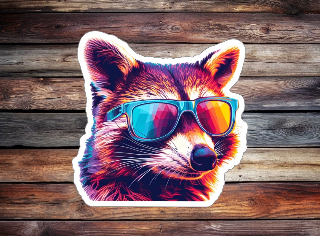 Super Cool Raccoon Sticker (animal Sticker, Water Bottle Sticker ...