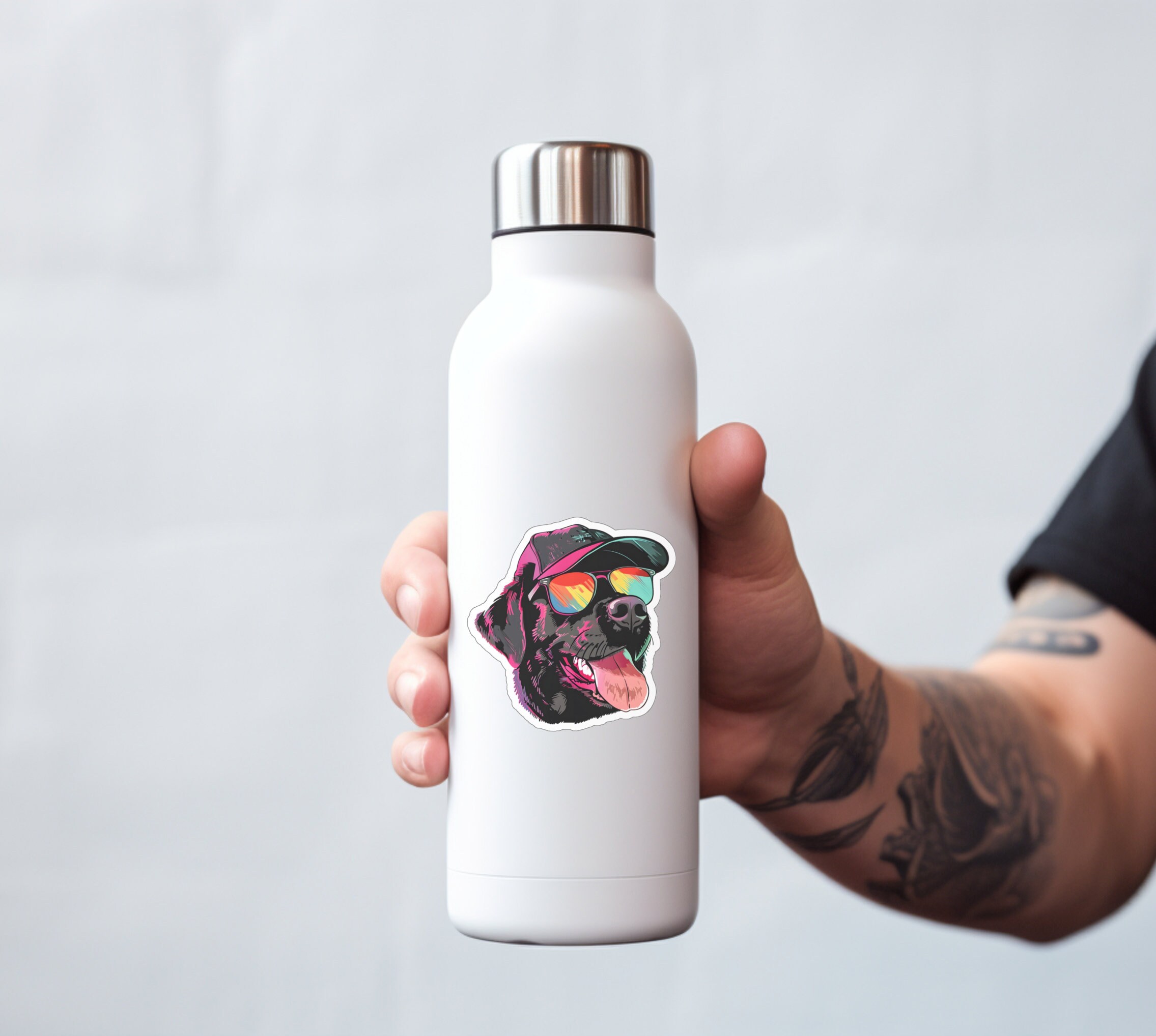 Super Cool Black Lab Sticker dog Sticker, Animal Sticker, Water Bottle ...