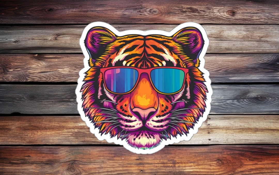 Super Cool Tiger Sticker (animal Sticker, Water Bottle Sticker, Journal ...
