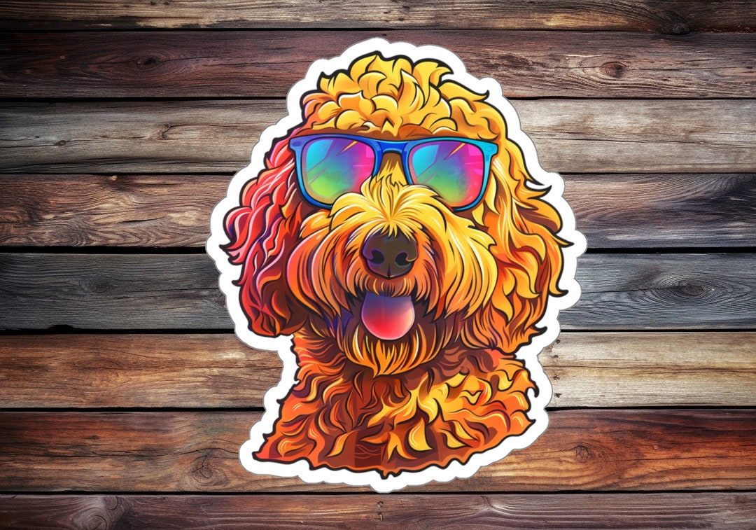 Super Cool Golden Doodle Sticker (dog Sticker, Animal Sticker, Water ...