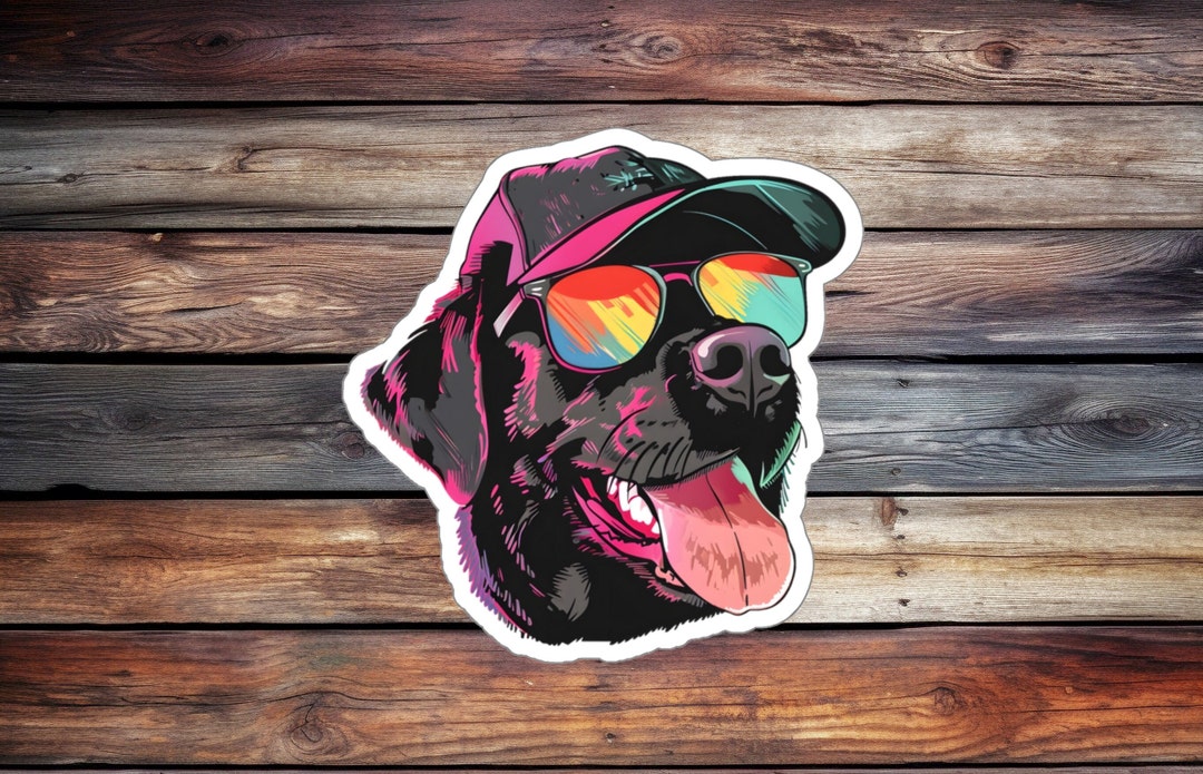 Super Cool Black Lab Sticker dog Sticker, Animal Sticker, Water Bottle ...