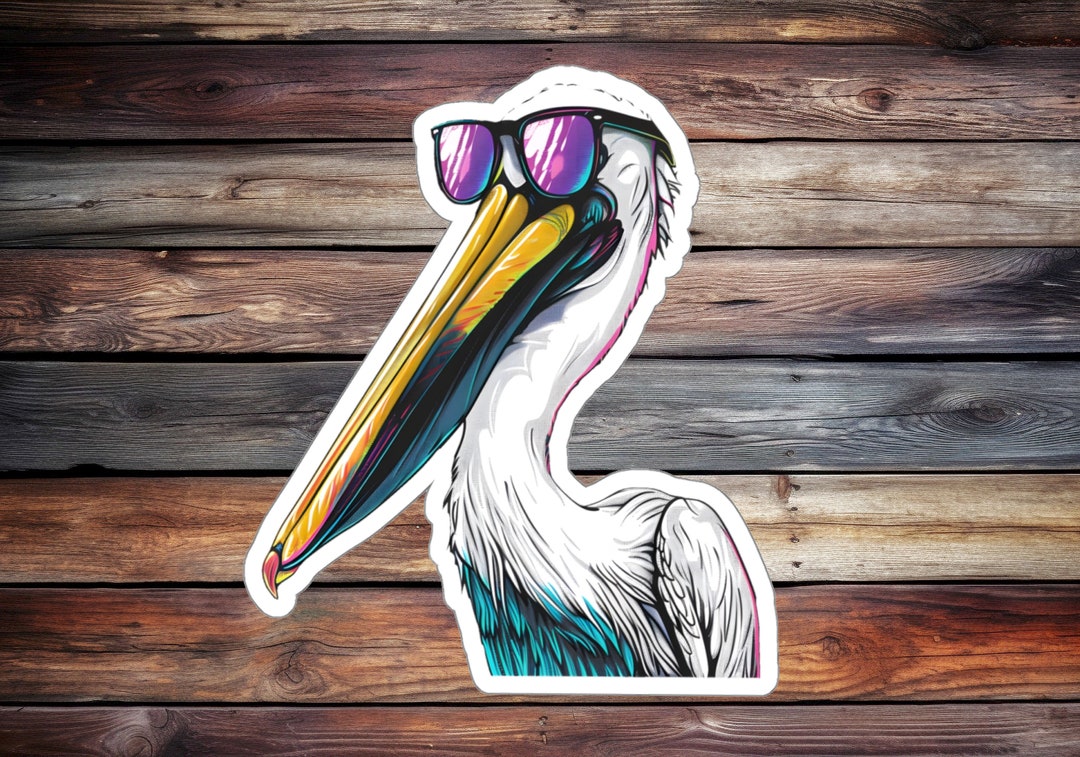 Super Cool Pelican Sticker (animal Sticker, Water Bottle Sticker ...