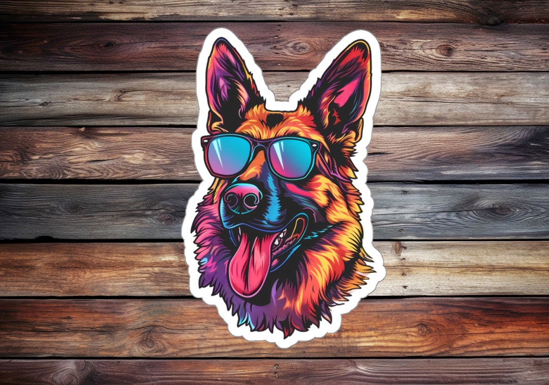 Super Cool German Shepherd Sticker (dog Sticker, Animal Sticker, Water ...