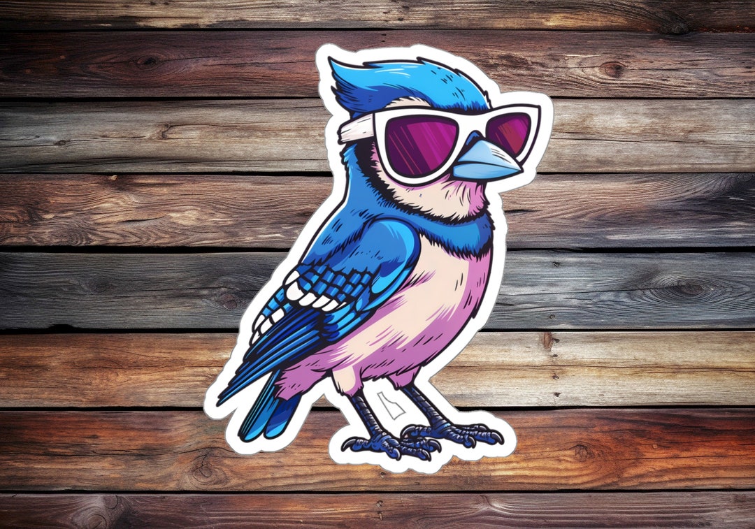 Blue Jay Sticker With Sunglasses - Vinyl Decal - Etsy