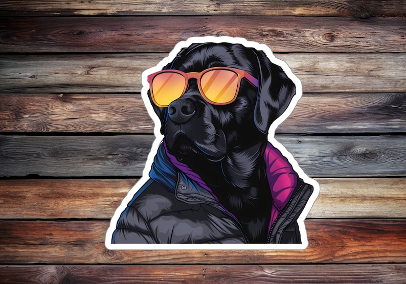 Super Cool Black Lab Sticker dog Sticker, Animal Sticker, Water Bottle ...