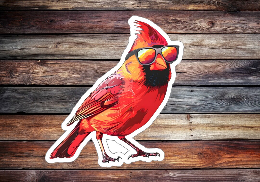 Super Cool Cardinal Sticker (animal Sticker, Water Bottle Sticker ...