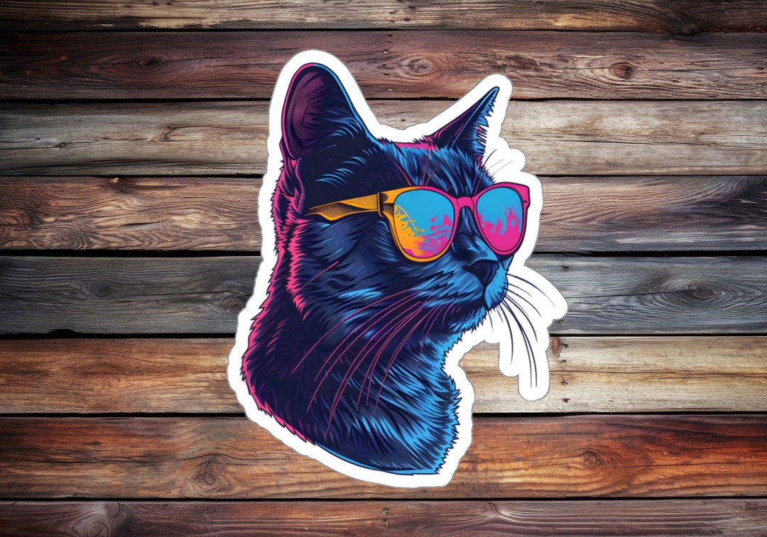 Super Cool Russian Blue Cat Sticker (animal Sticker, Water Bottle ...