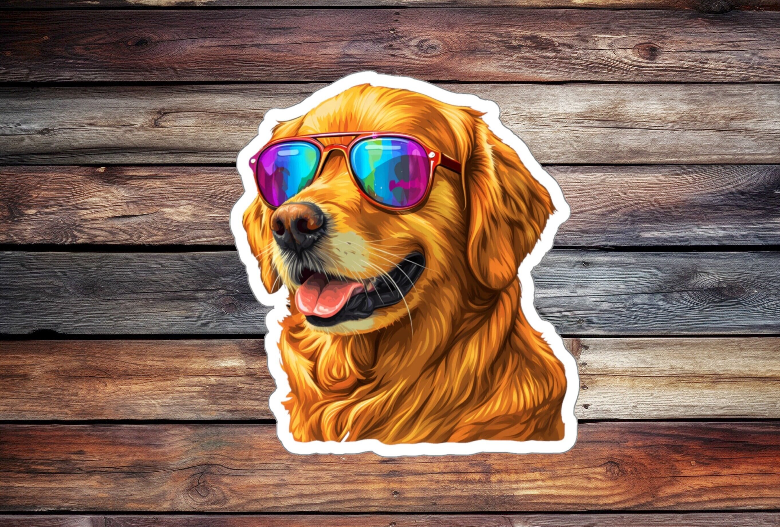 Super Cool Golden Retriever Sticker dog Sticker, Animal Sticker, Water ...