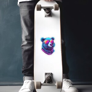 Super Cool Bear Sticker (bear Sticker, Animal Sticker, Water Bottle ...