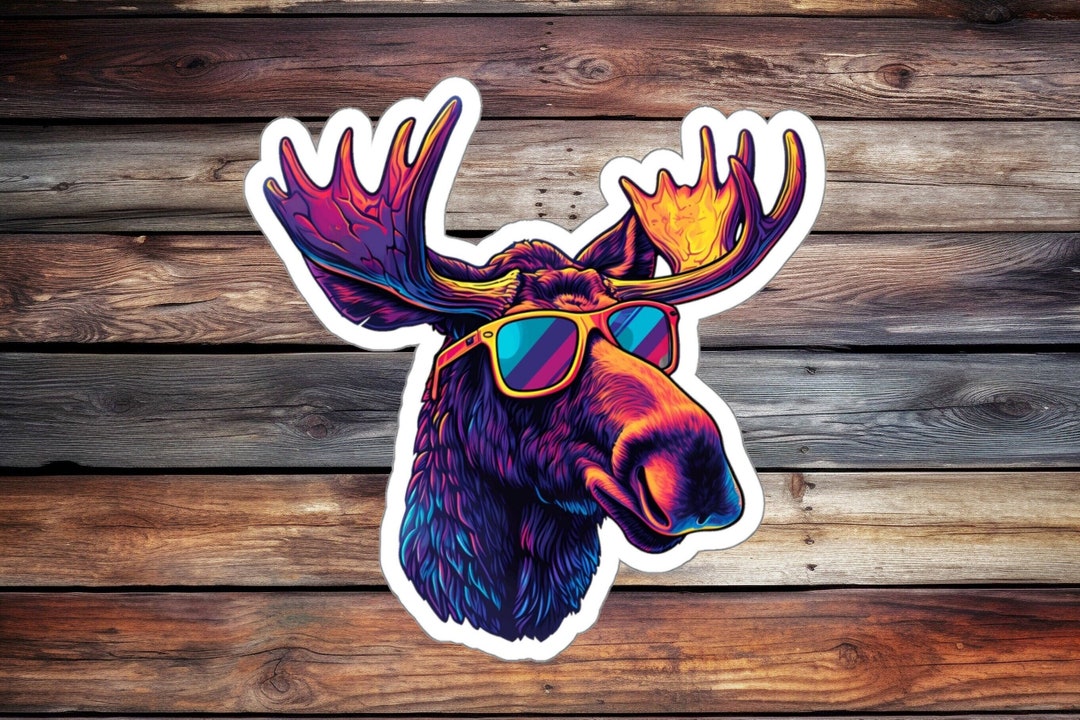 Cool Moose Sticker With Sunglasses, Vinyl Decal - Etsy