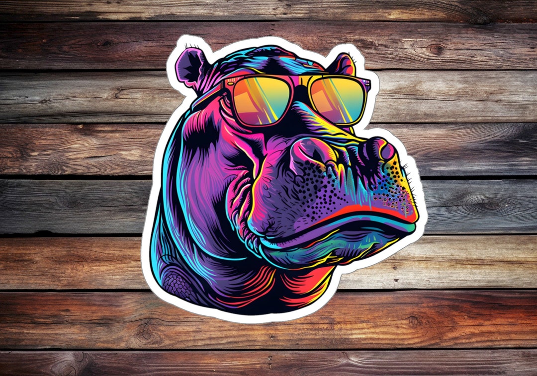 Cool Hippo Vinyl Sticker, Laptop Decal - Etsy