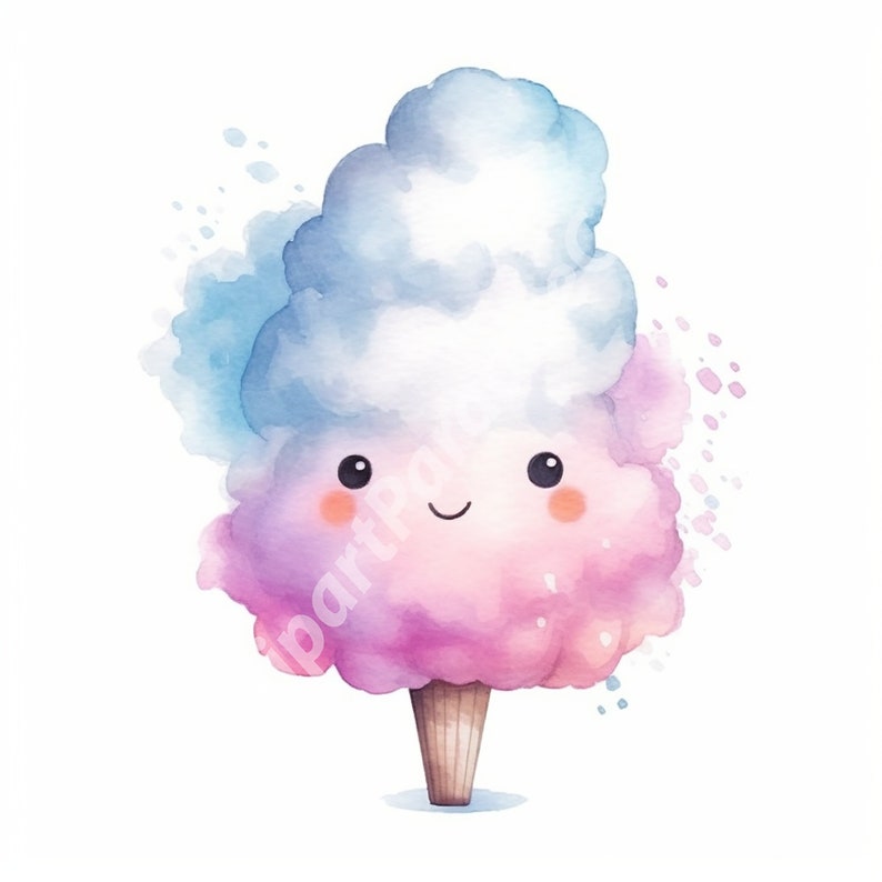 Cute Cotton Candy Clipart Collection - 8 Clipart Image, Kawaii Design ...