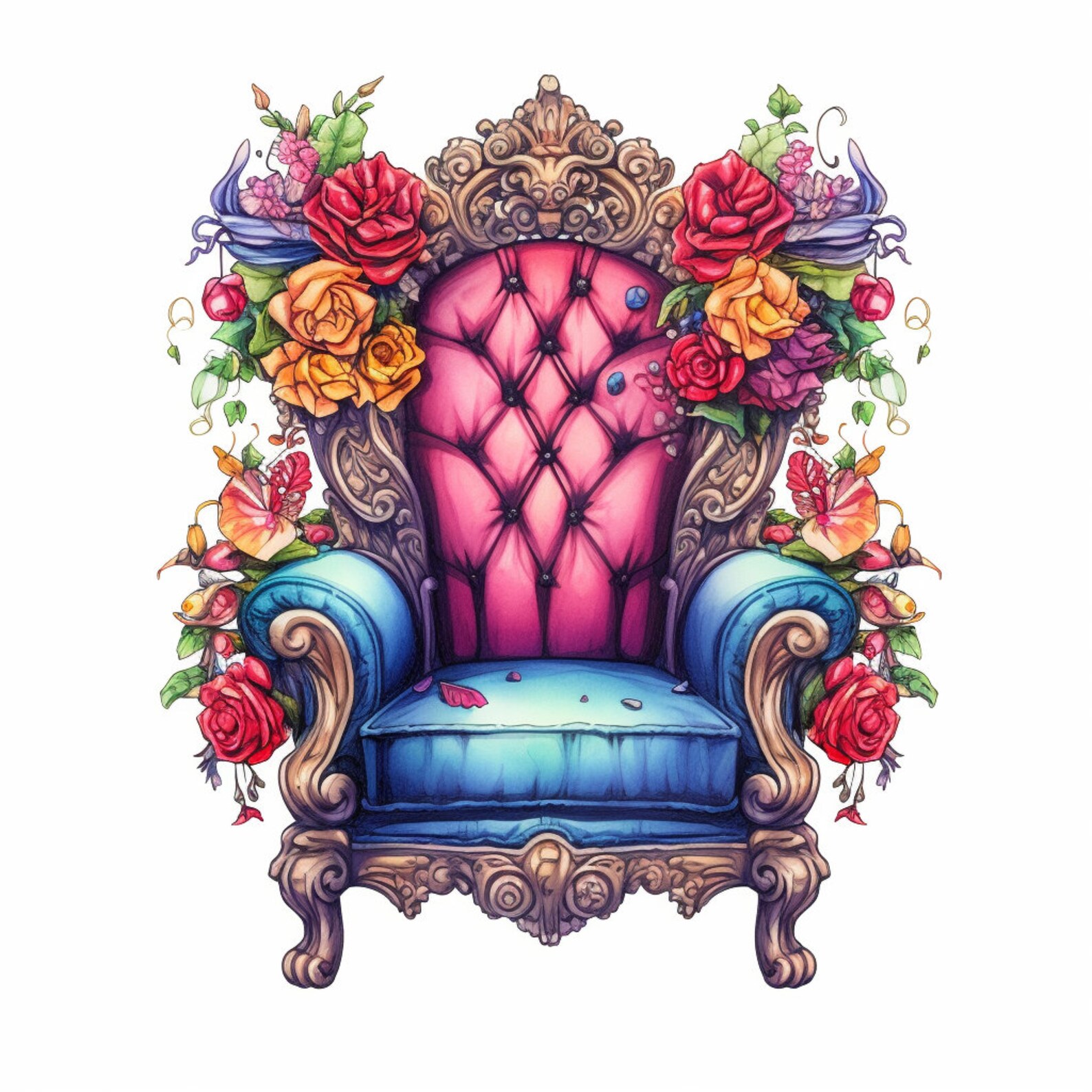 8 Queens Chair Clip Art Collection: 8 High Quality Images for Digital ...