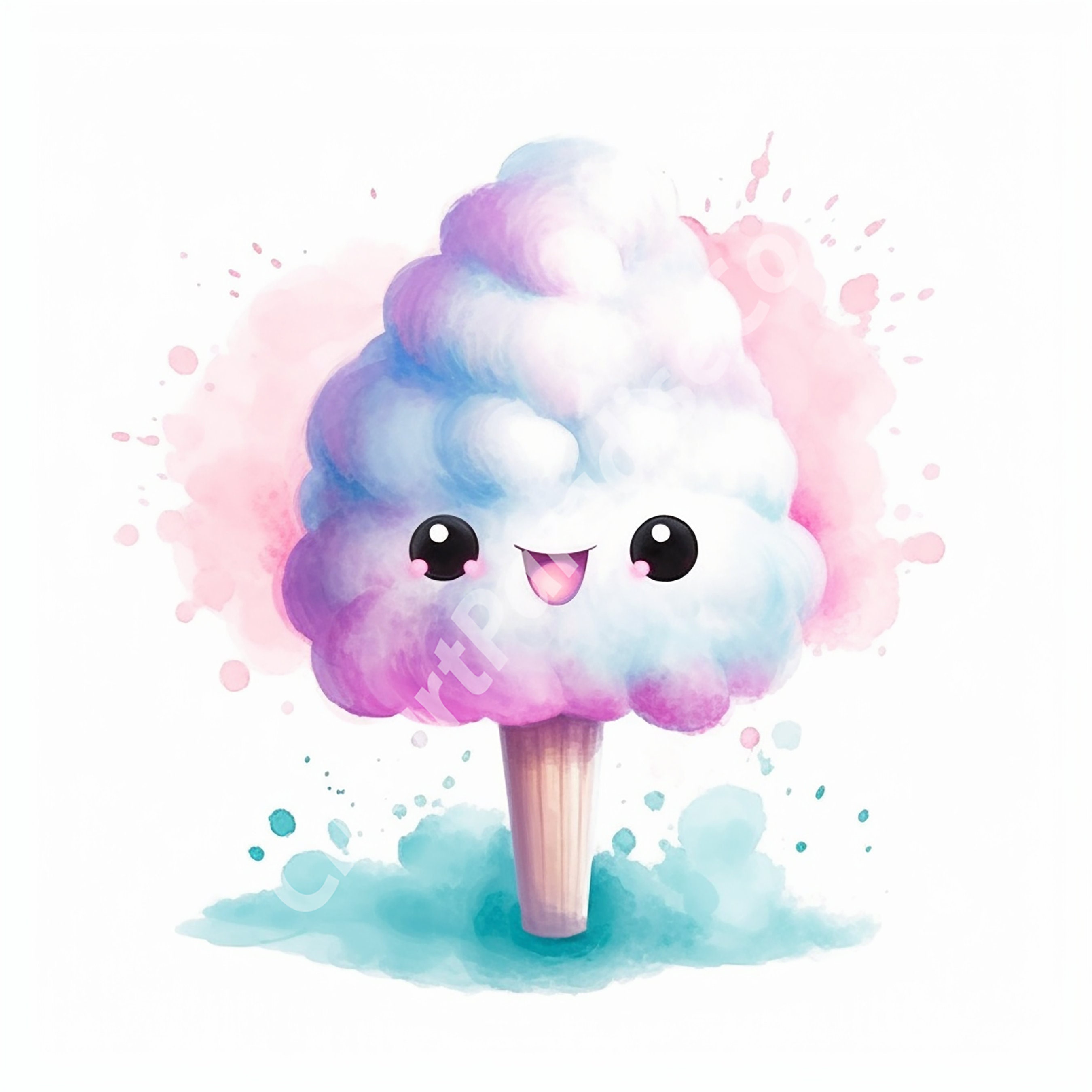 Cute Cotton Candy Clipart Collection - 8 Clipart Image, Kawaii Design ...