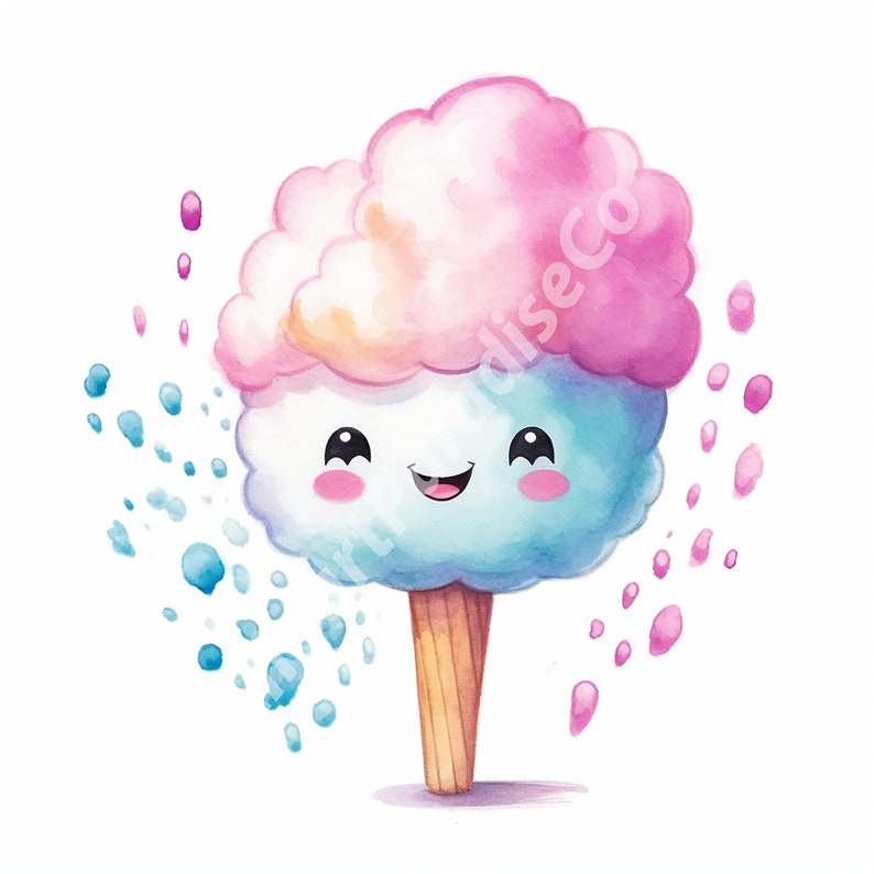 Cute Cotton Candy Clipart Collection - 8 Clipart Image, Kawaii Design ...