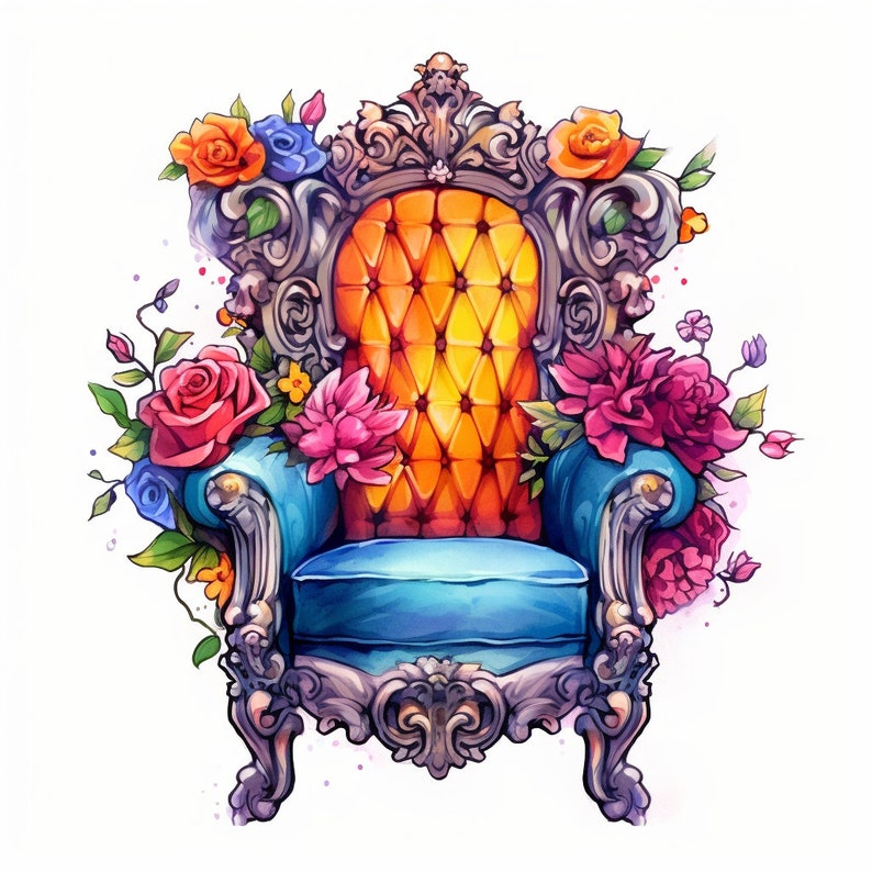 8 Queens Chair Clip Art Collection: 8 High Quality Images for Digital ...