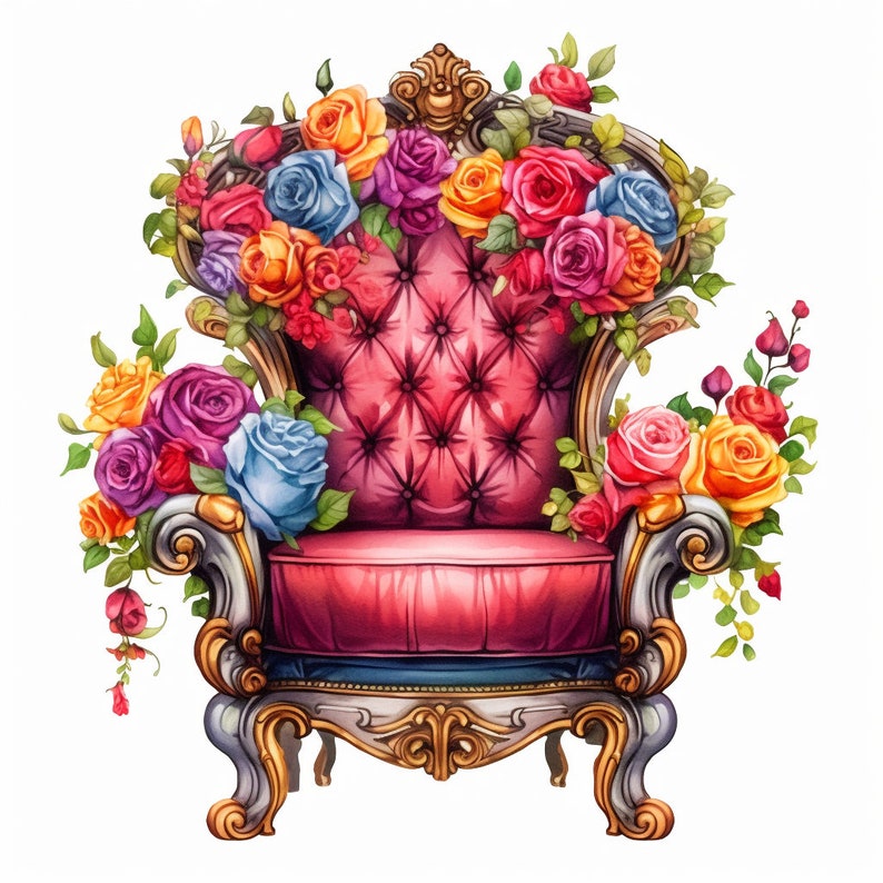 8 Queens Chair Clip Art Collection: 8 High Quality Images for Digital ...