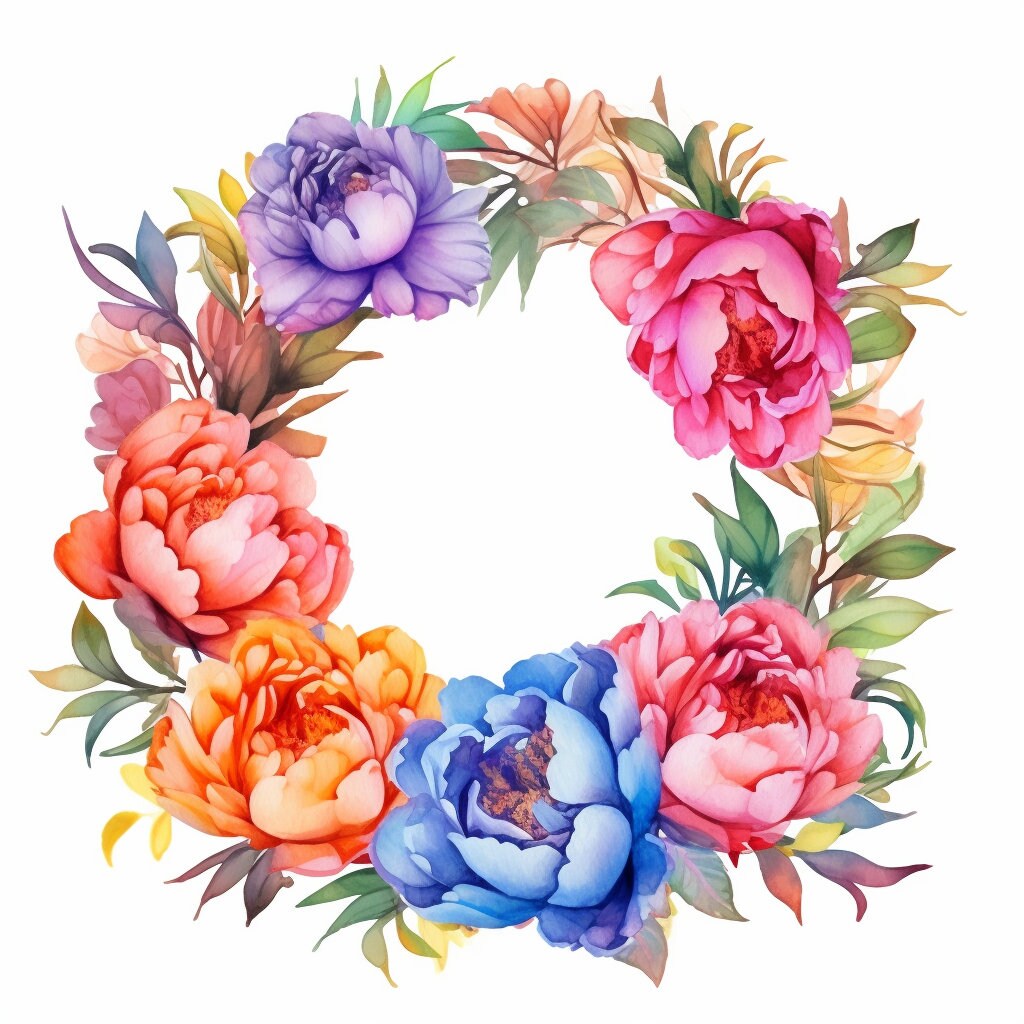 7 Flowers Circle Clipart : 7 Water Color High Quality Images Collection ...