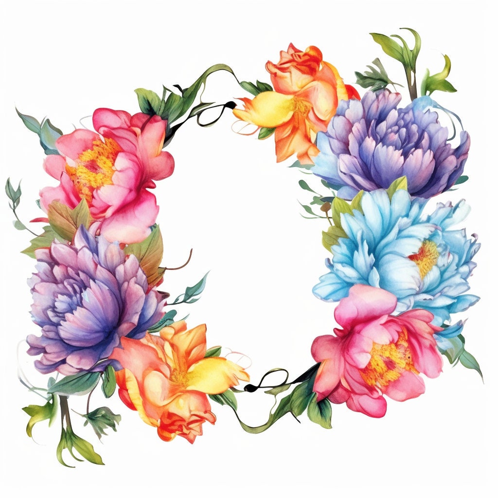 7 Flowers Circle Clipart : 7 Water Color High Quality Images Collection ...