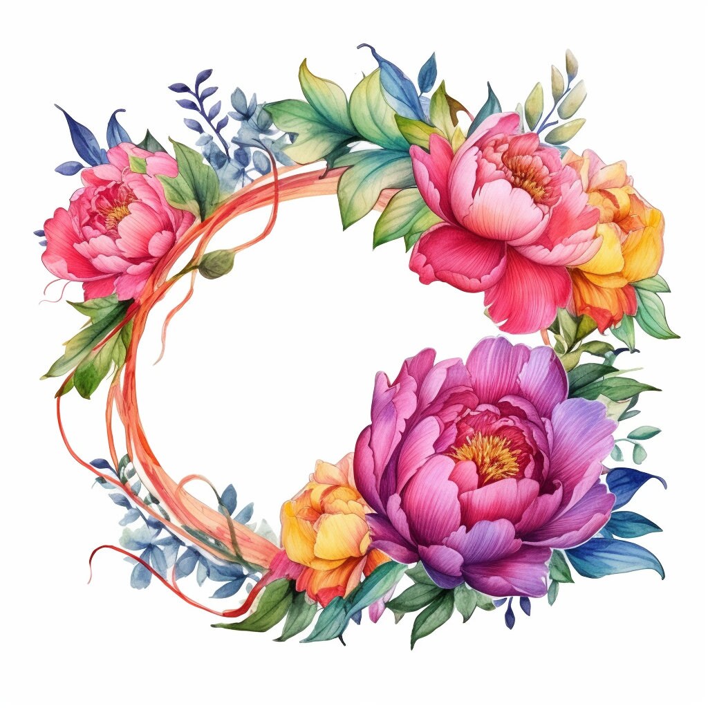 7 Flowers Circle Clipart : 7 Water Color High Quality Images Collection ...