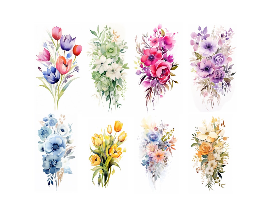 60 Flowers Clip Art Collection:60 High Quality Images for Digital ...