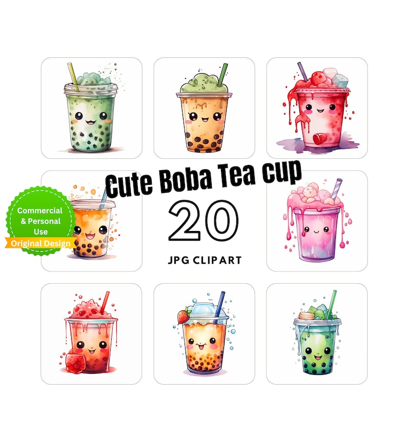Bubble Tea Clipart, Boba Tea, Drink, Food Clipart, Food Art for Card ...